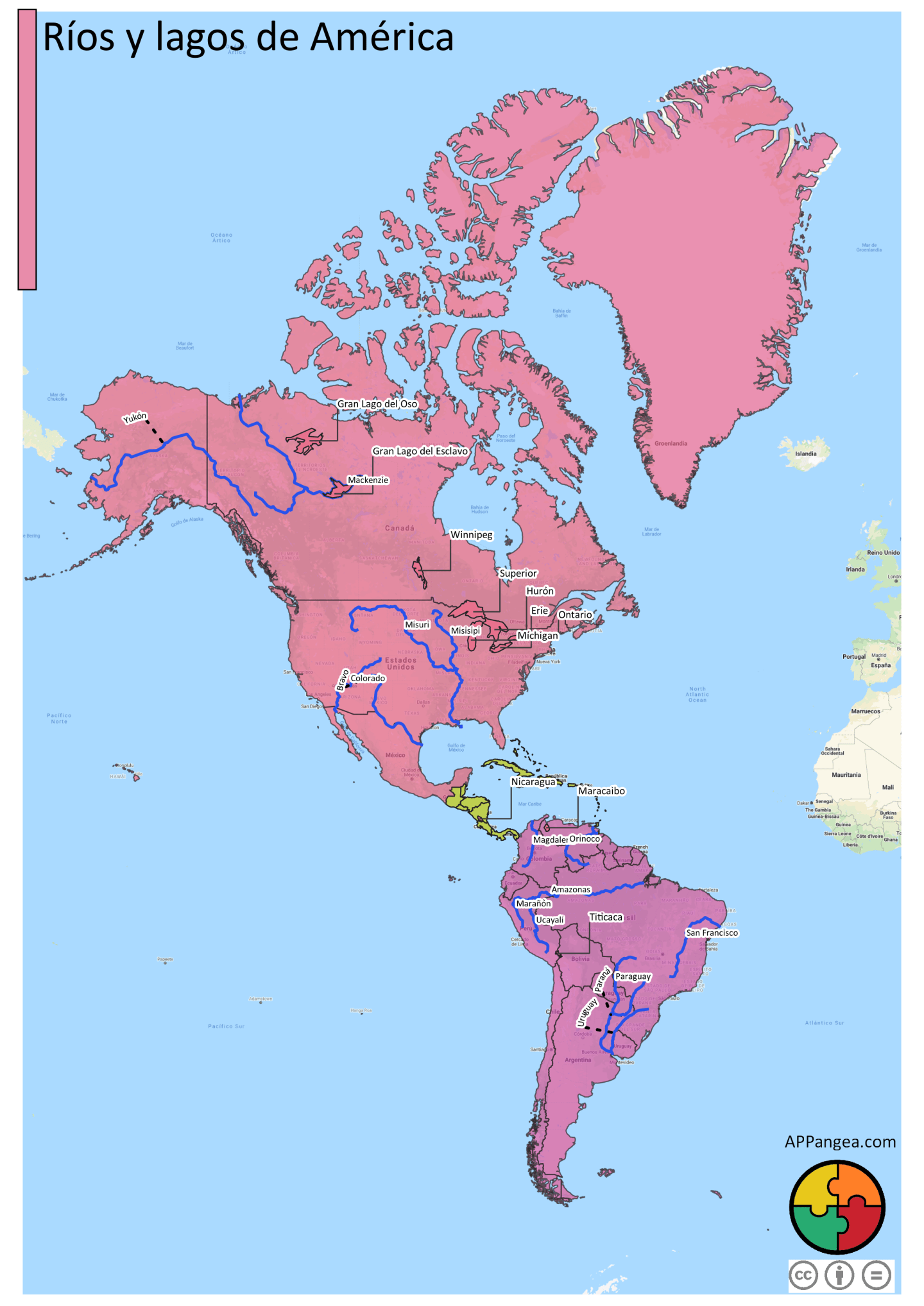 Mapas Físicos América – Relieve, Ríos y Lagos- Geografía e Historia ESO ...