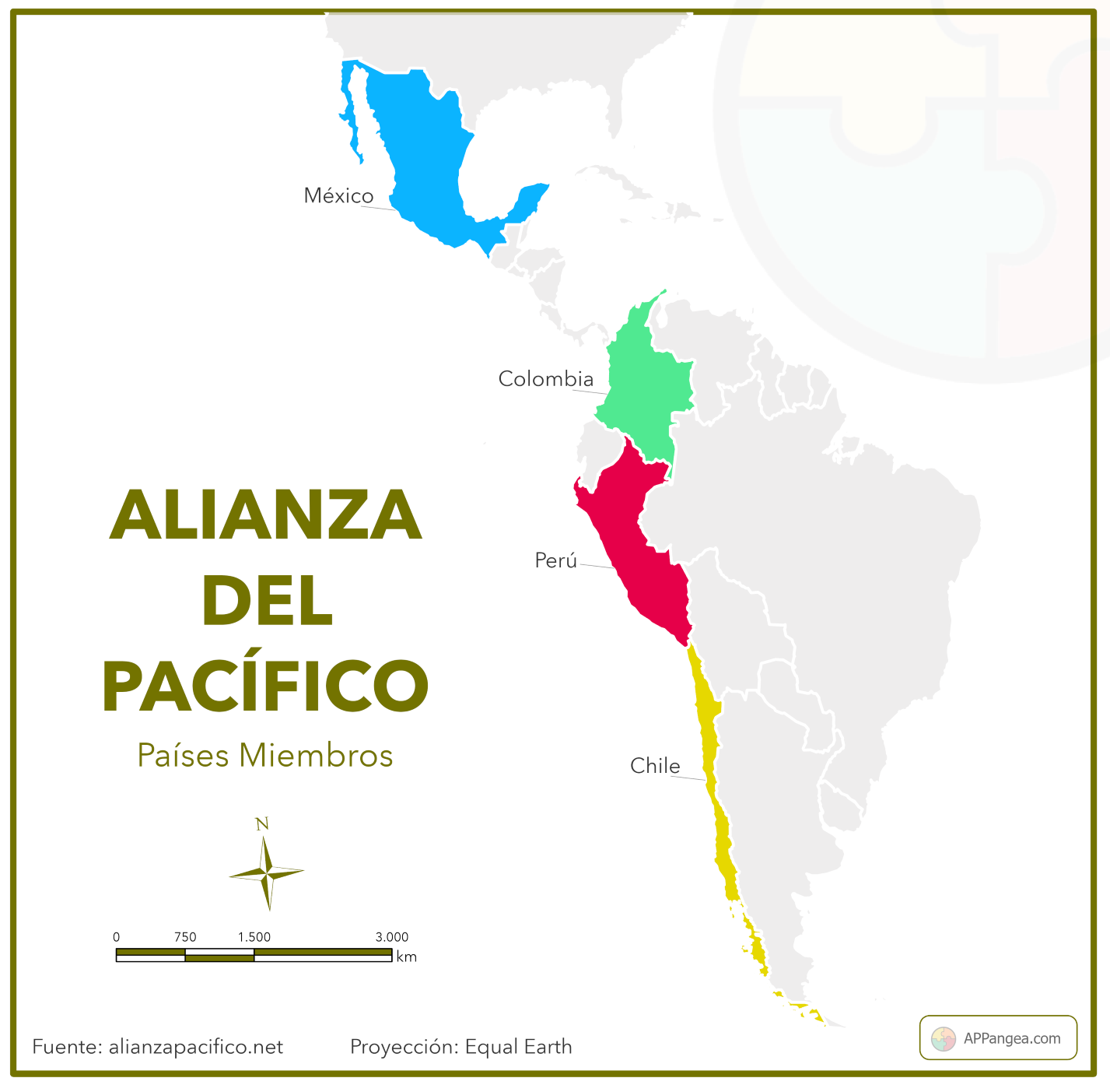 Mapa De Los Países De La Alianza Del Pacífico Appangea